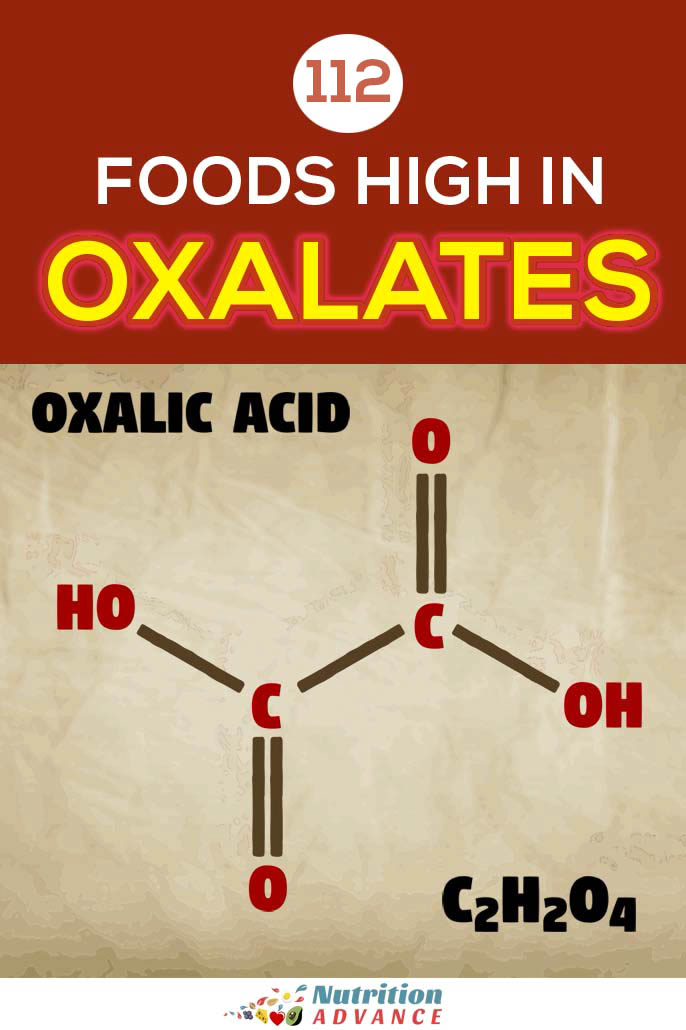 Lista de 112 alimentos ricos en oxalato (ácido oxálico)